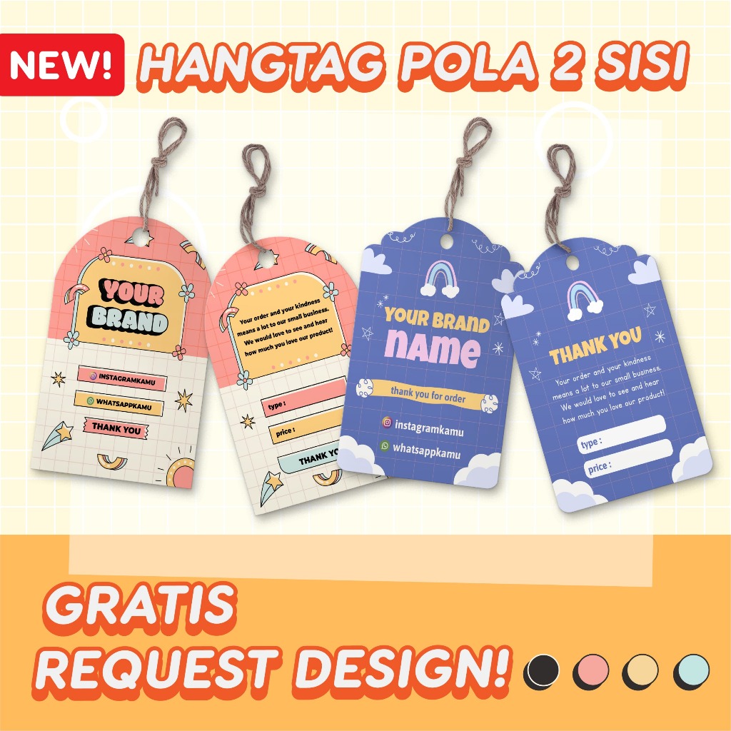 Jual Cetak Tag Label Baju Aksesoris Merk Produk Hampers 2 Sisi Cutting ...