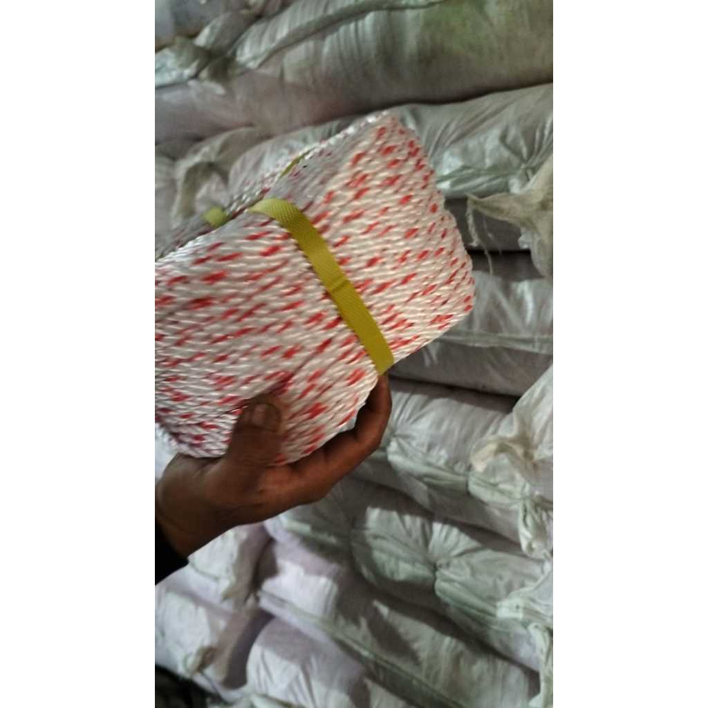 Jual twisted rope nilon merah putih nylon bungkus 4mm 200 meter tali ...