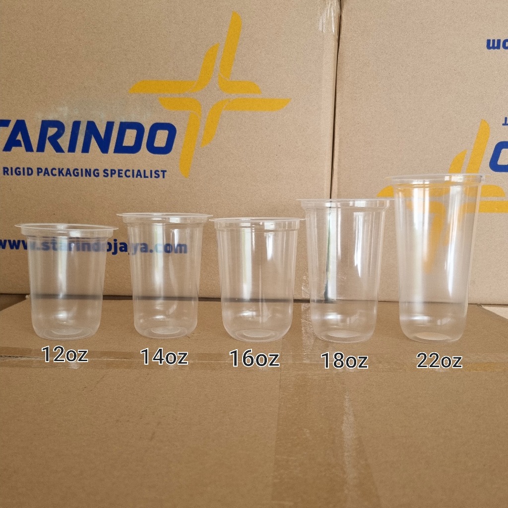 Jual Cup gelas plastik STARINDO oval 12oz 16oz 22oz / isi 50pcs ...