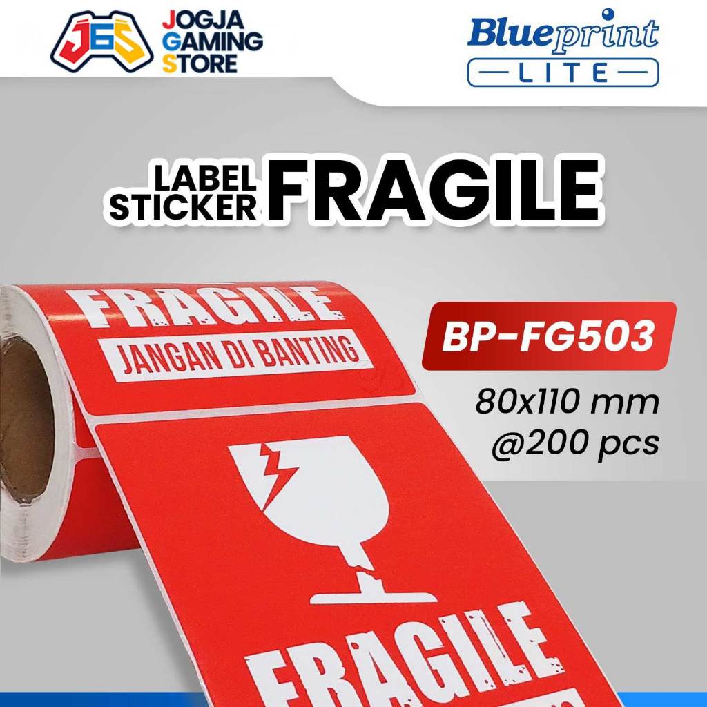 Jual Sticker Label Fragile Jangan dibanting 80x110 BLUEPRINT FG503 isi ...