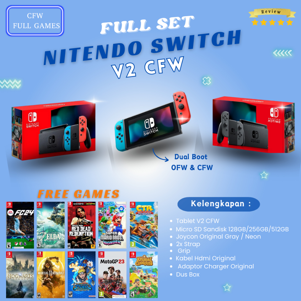 Jual Nintendo Switch V2 CFW Fullset Full Games | Shopee Indonesia