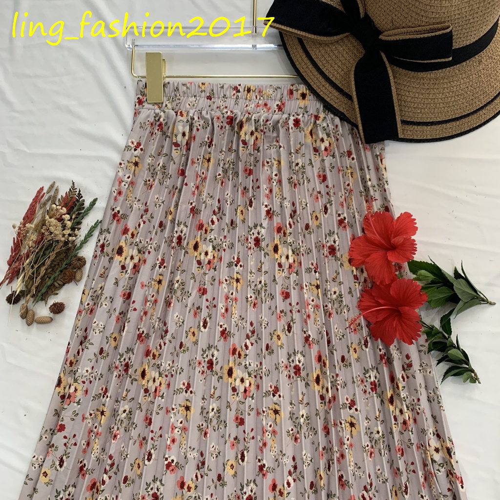 Jual ROK PLISKET WANITA KOREAN STYLE/ROK PLISKET PAYUNG MOTIF BUNGA ...