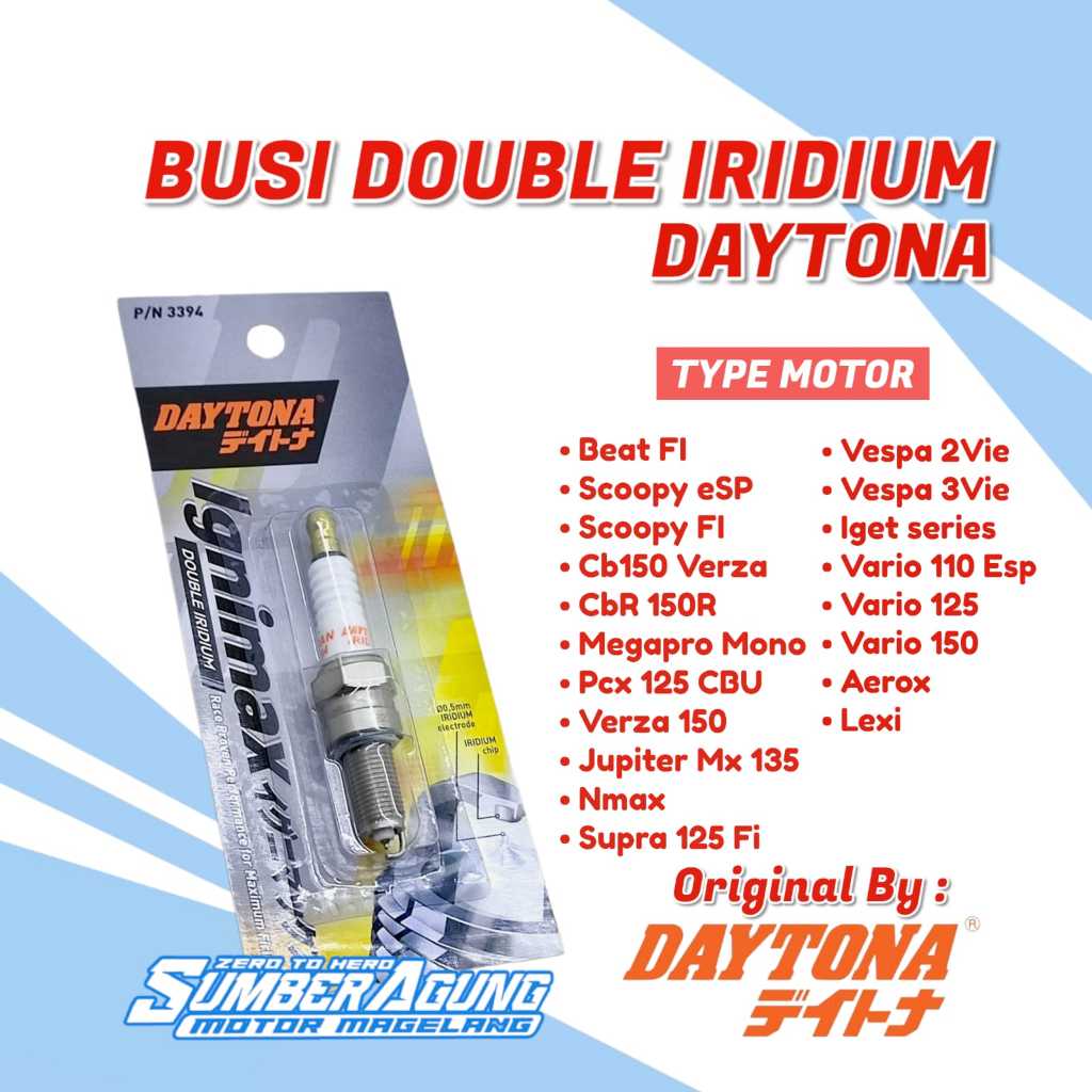 Jual BUSI RACING DOUBLE IRIDIUM DAYTONA VARIO 125 150 BEAT FI NMAX SCOOPY FI ESP AEROX SPACY ...