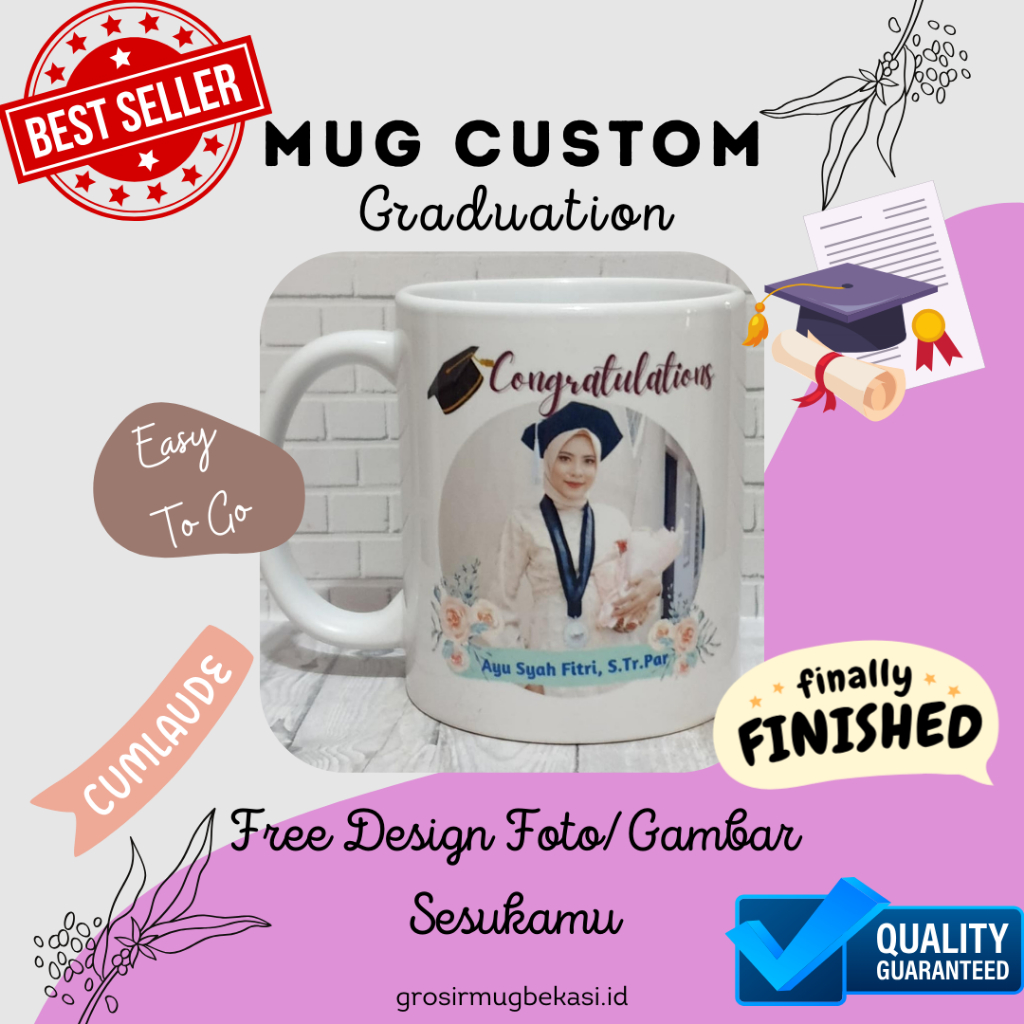 Jual Mug Custom Graduation/Wisuda/Perpisahan sekolah/Kado spesial ...