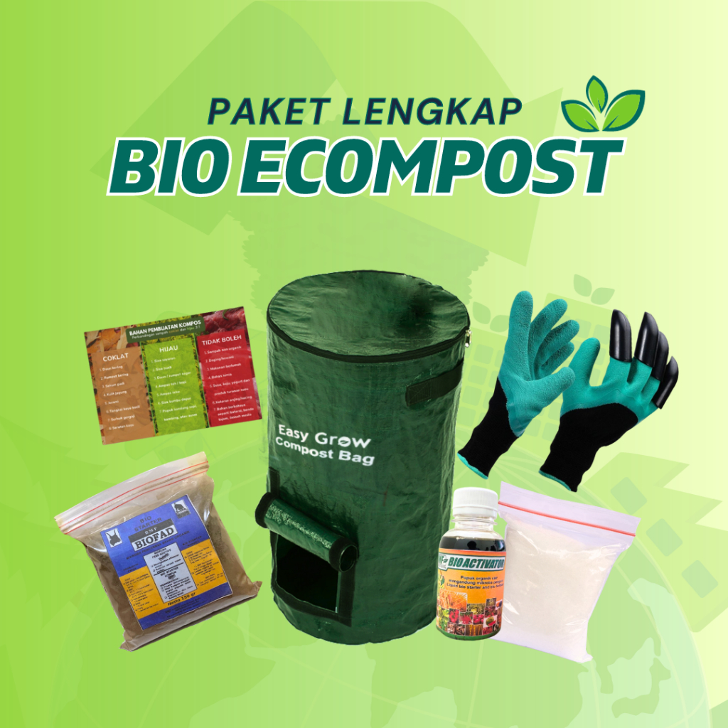 Jual Paket Bio Ecompost Compost Bag 80 Liter Bak Tong Komposter Sampah ...