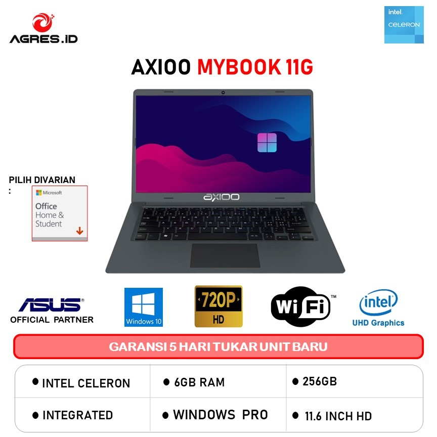 Jual AXIOO MYBOOK 11G CELERON 4GB 256GB W10+OHS 11.6 GRY | Shopee Indonesia