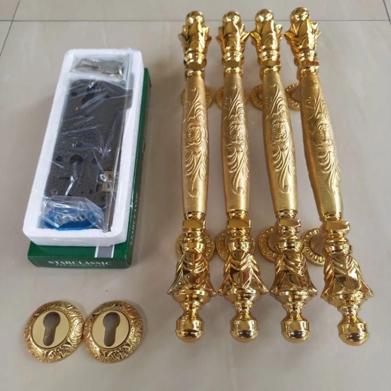 Jual Handle Pintu 2 psg Komlit 45cm Kuningan Antik Tarikan Pintu Gagang ...