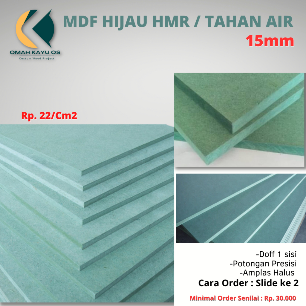 Jual MDF Hijau 15mm Papan MDF Tahan Air Custom / Potongan Tahan Lembab ...