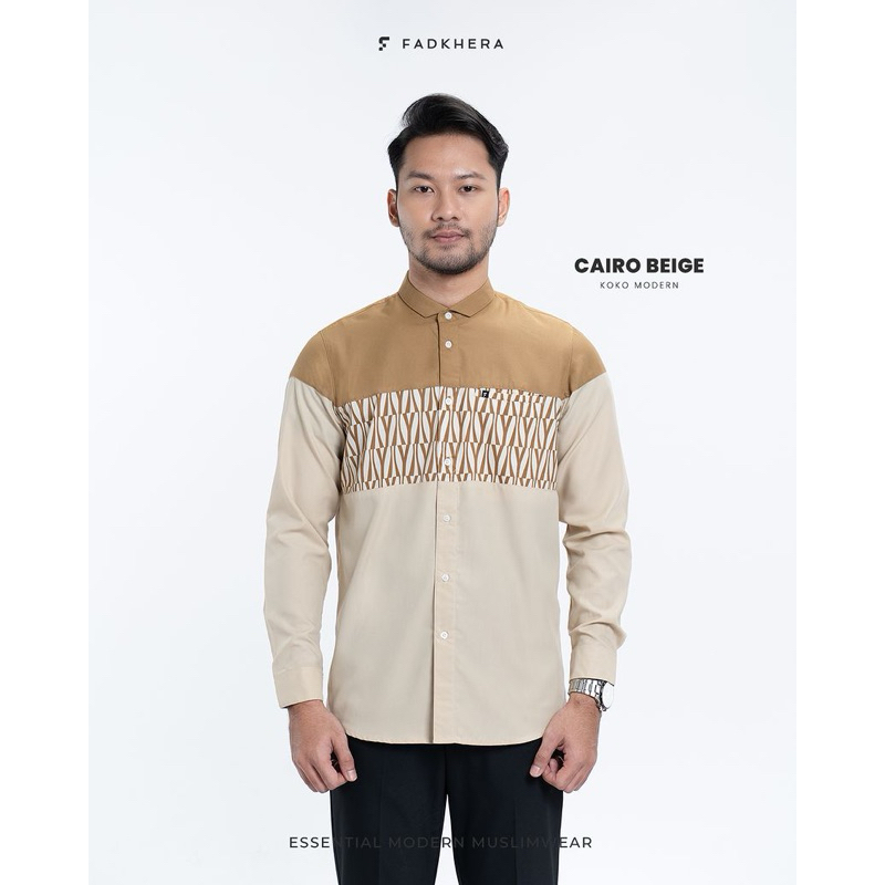 Jual FADKHERA CAIRO BEIGE BAJU KOKO PRIA DEWASA MODERN KEMKO KURTA LENGAN PANJANG SANTRI ...