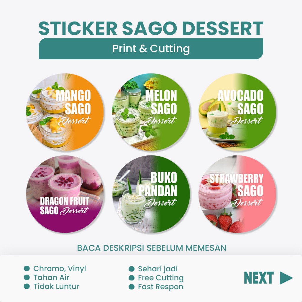 Jual Stiker Mango Sago - Avocado Sago - Buko pandan Dessert SSD ...