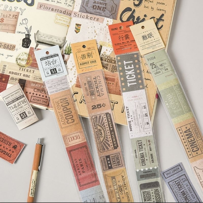 Jual sticker ticket vintage - stiker tiket retro aesthetic | Shopee ...