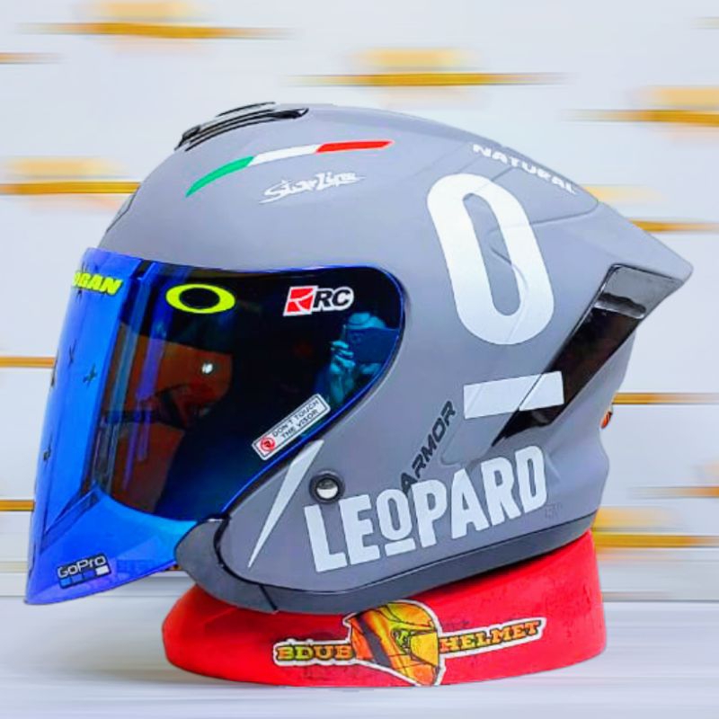 Jual Helm JS ARMOR motif Leopard Black dof paket ganteng spoiler 3D ...