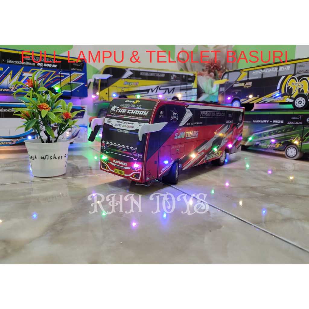 Jual MAINAN VIRAL MINIATUR BUS TELOLET BASURI SJM TRANS THE SHARK | Shopee Indonesia