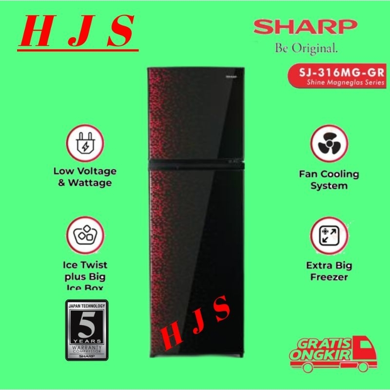 Jual KULKAS SHARP 2 PINTU SJ-316MG-GR/GB SJ-316 LOW VOLTAGE 256L ...