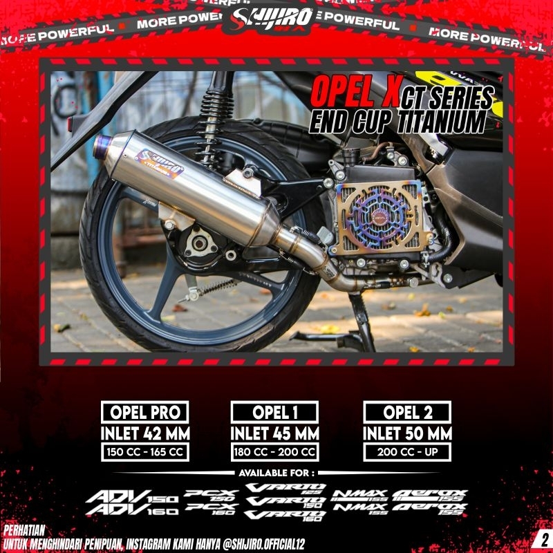 Jual KNALPOT STANDAR RACING SHIJIRO TYPE OPEL CT X SERIES FOR N-MAX ...