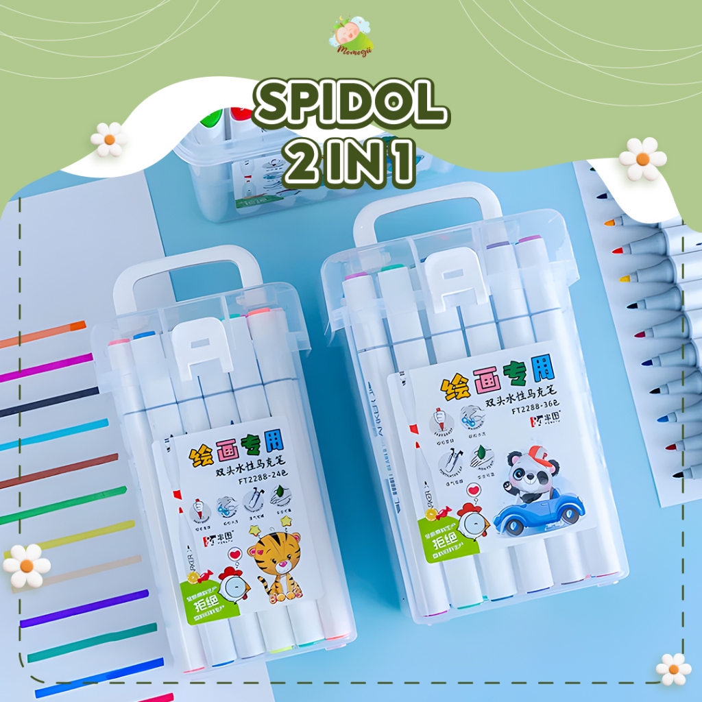 Jual MOMOGII Spidol Set Sketch Marker Spidol Warna 2in1 Spidol Sketsa ...