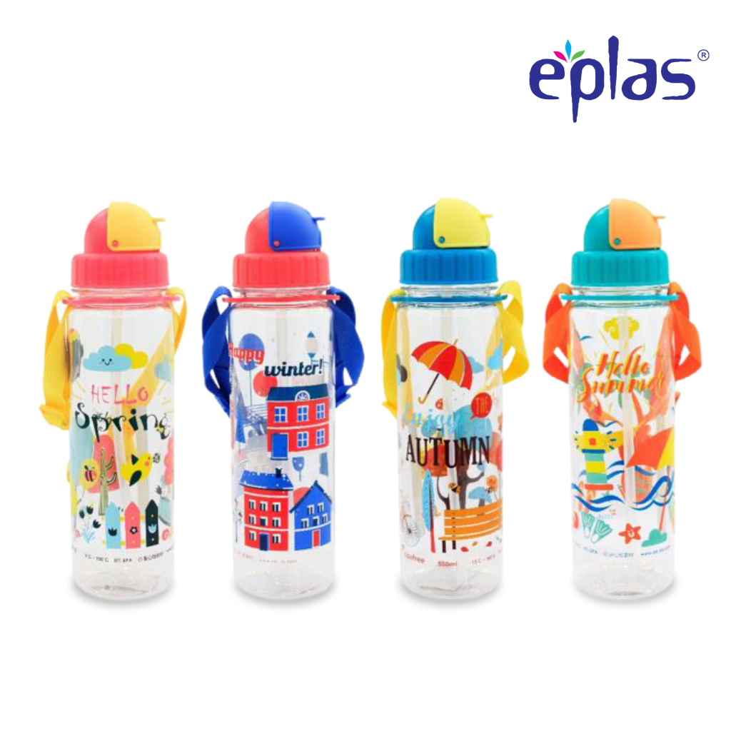Jual EPLAS Kids Botol Minum Anak Tritan (550ml), Push Button, Straw, Removable Strip, BPA Free ...