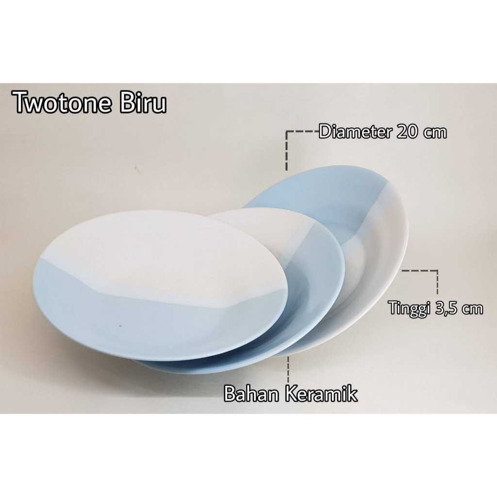 Jual PIRING KAIBON 8" TWO TONE BIRU KERAMIK 1LUSIN (12pcs) KHUSUS ...