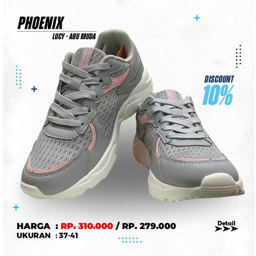 Jual Sepatu Lari PHOENIX LUCY - ABU MUDA Murah Original | Shopee Indonesia