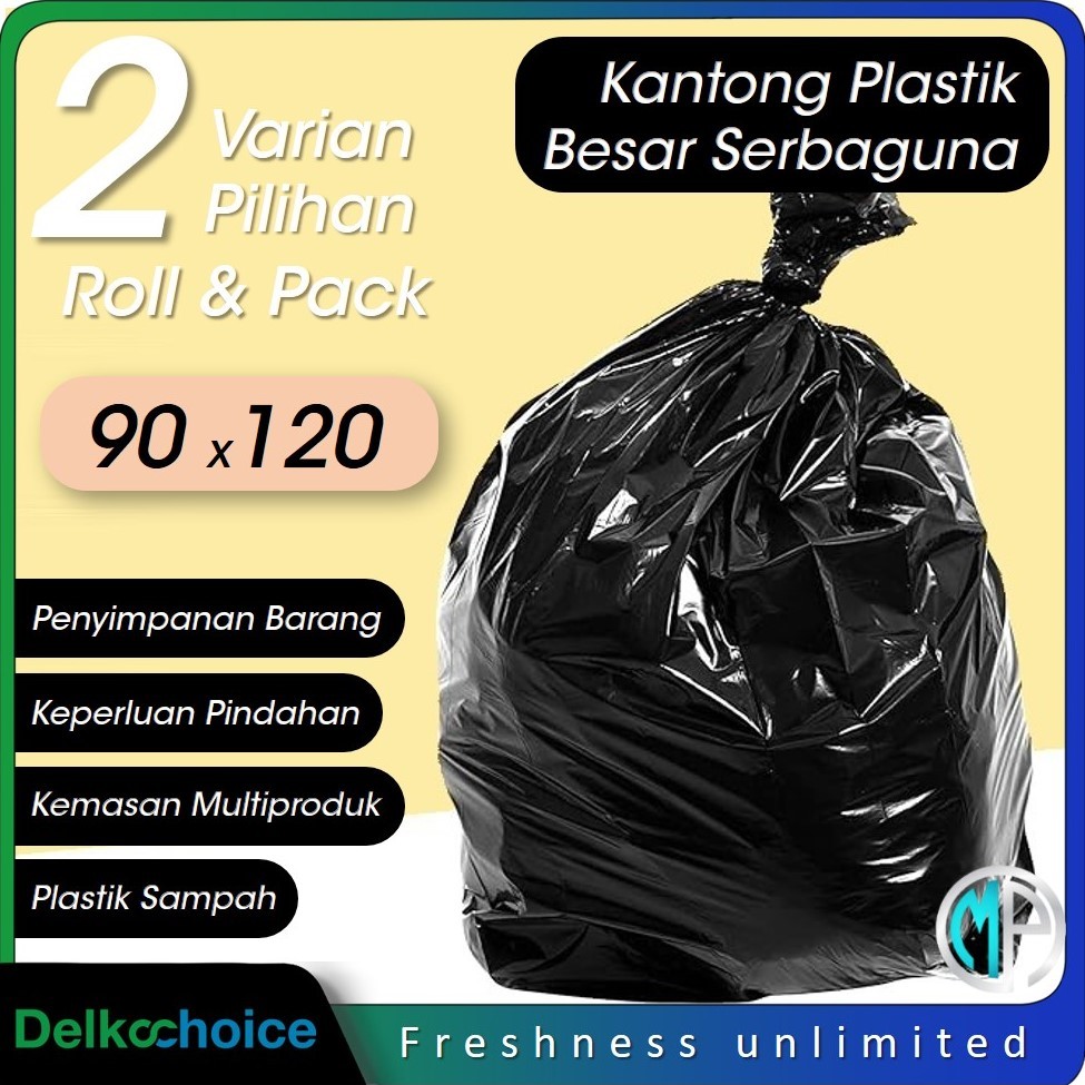 Jual Kantong Plastik Kresek HITAM JUMBO Tebal 90cm x 120cm / Trash Bag Harga Pack dan Roll ...