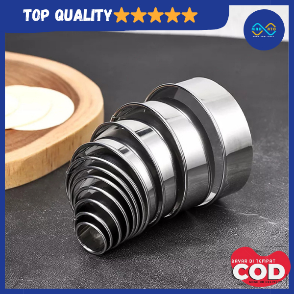 Jual Cetakan Kue Roti Set 12 in 1 FREE BOX Bulat Stainless Cetakan ...