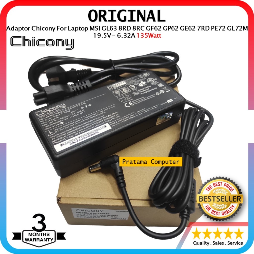 Jual Adaptor Charger Chicony For Laptop MSI GL63 8RD 8RC GF62 GP62 GE62 ...