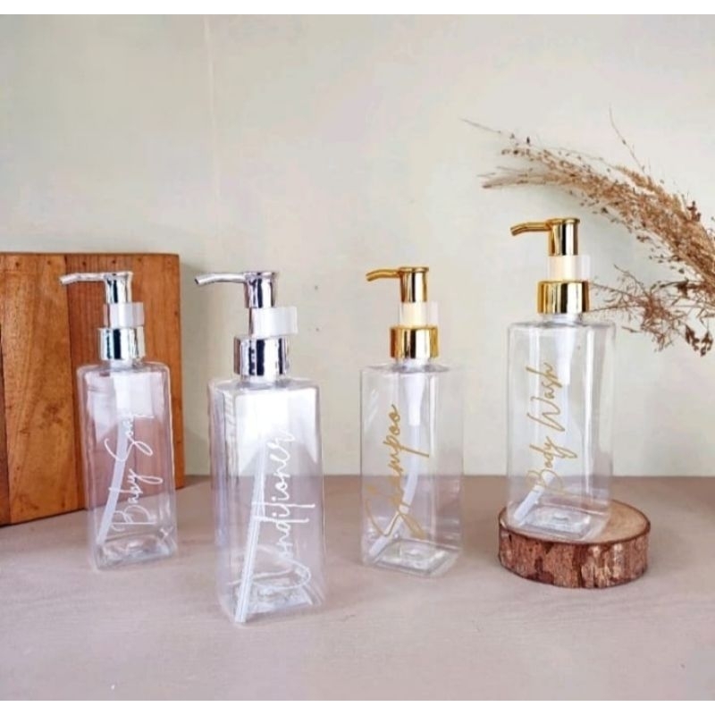 Jual BOTOL SABUN CAIR 250ML KOTAK BENING TRANSPARAN TUTUP PUMP LUXURY GOLD SILVER | Shopee Indonesia