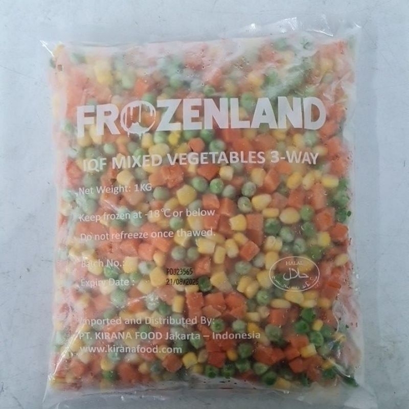 Jual FROZENLAND mix vegetables 4 way dan 3 way / mix veggie 1kg ...