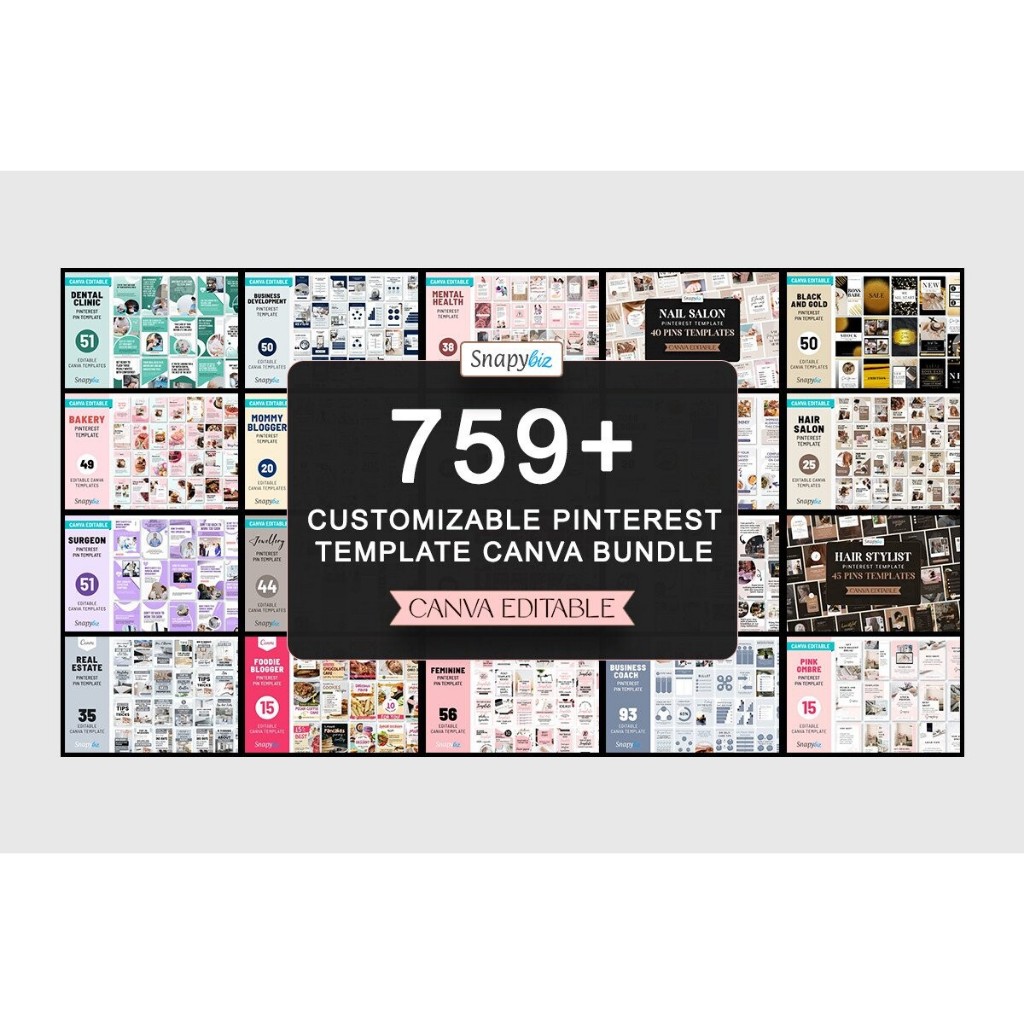 Jual 759 Customizable Pinterest Template Bundle Edit di CANVA | Shopee ...