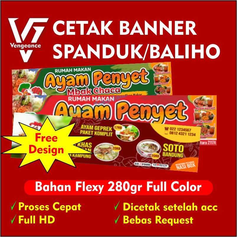 Jual CETAK BANNER/SPANDUK/BALIHO FREE DESIGN TERMURAH | Shopee Indonesia