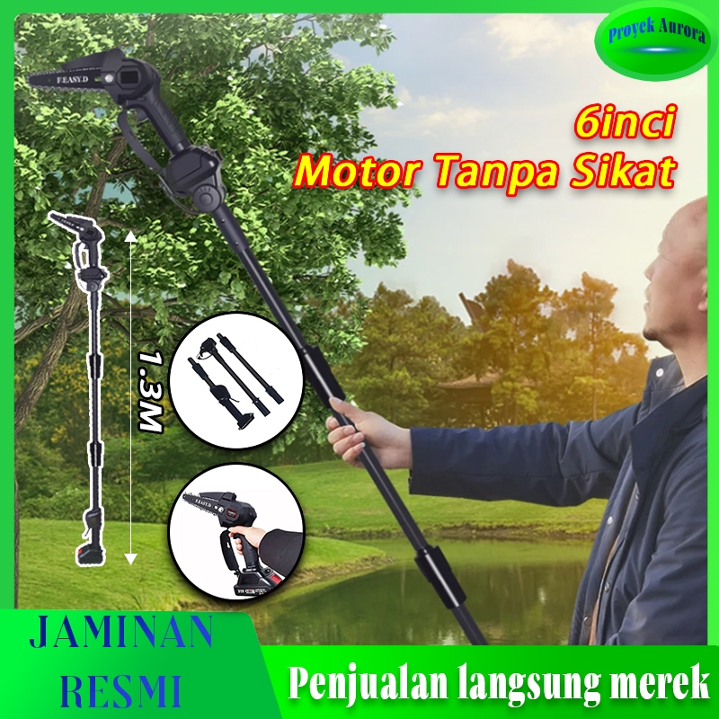 Jual [Flash Sale!!!]Baterai lithium gergaji cabang tinggi tiang ekstensi pengisian teleskopik ...