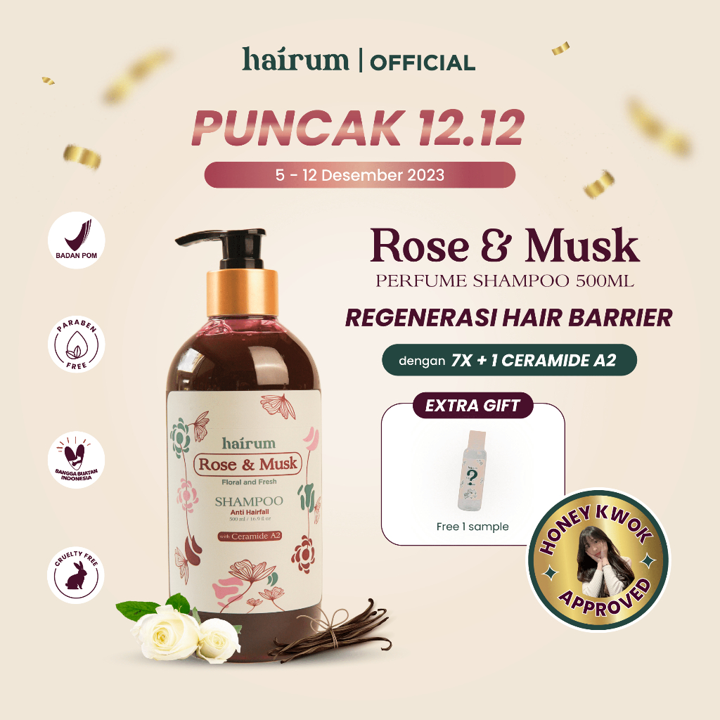 Jual 𝐇𝐀𝐈𝐑𝐔𝐌 Rose & Musk 500ML Shampoo Parfum/Perfume With Ekstrak ...