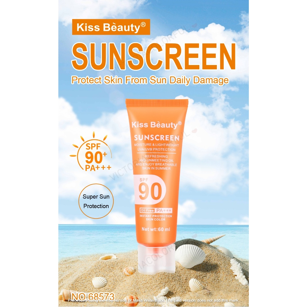 Jual Kiss Beauty~Sunscreen SPF90 High Sun Protection Moisture % Lightweight Uva/Uvb Protection ...