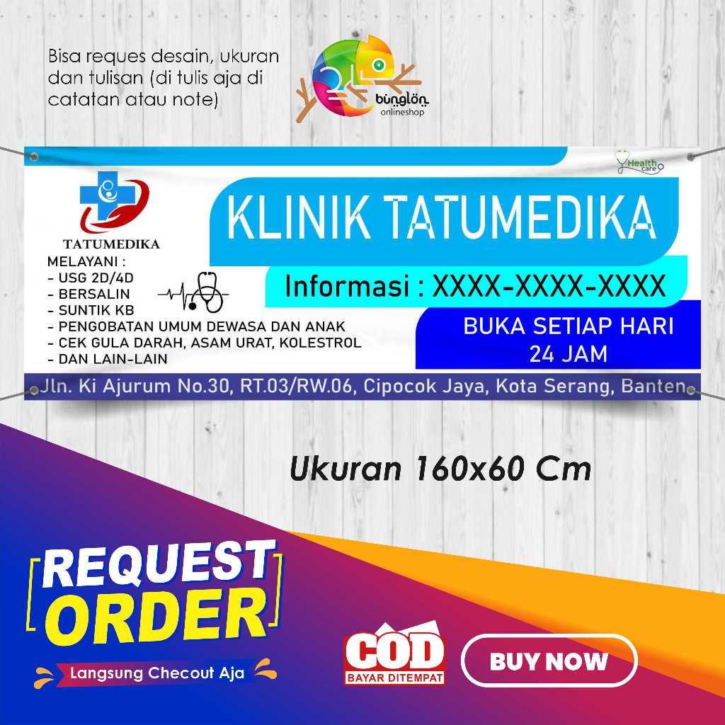 Jual Spanduk Banner 160x60 Klinik Apotek Custom Desain | Shopee Indonesia