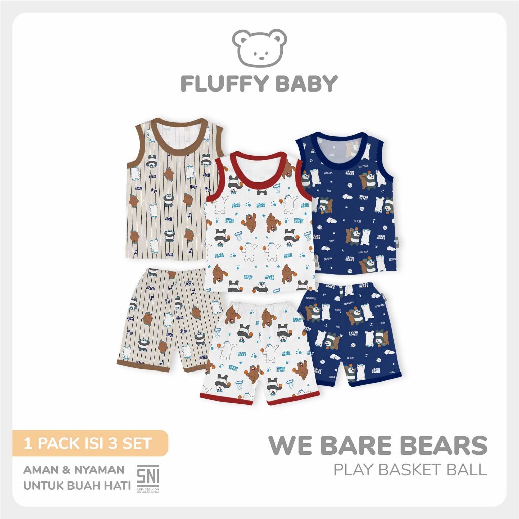 Jual FLUFFY Setelan Kutung 3/4 WE BARE BEARS (Isi 1Pasang) SKD3SB/SKD3XB WPB | Shopee Indonesia