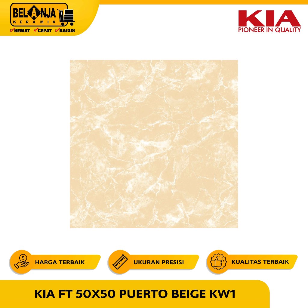 Jual KIA Keramik Lantai 50x50 Puerto Beige Kw1 | Shopee Indonesia