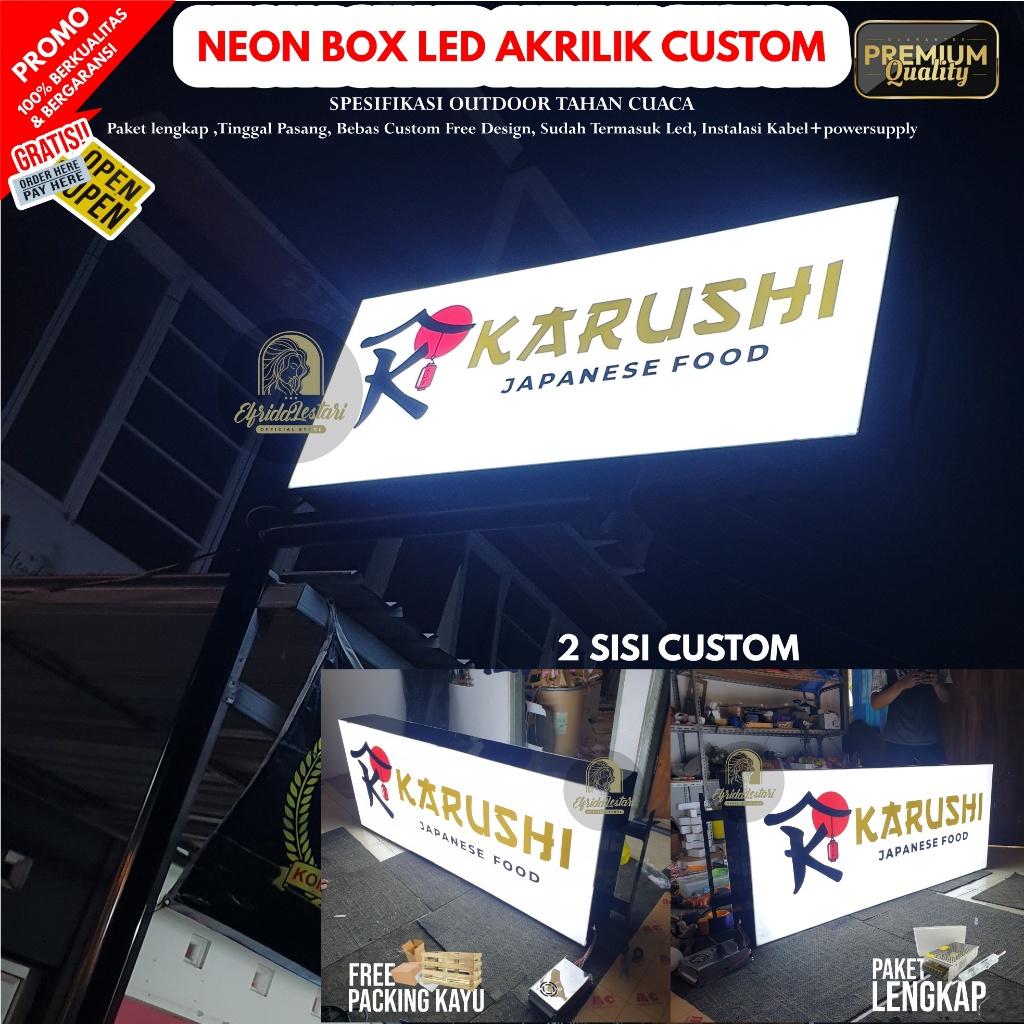 Jual PROMO!! NEON BOX OUTDOOR Premium Custom 2 SISI BULAT KOTAK OVAL ...