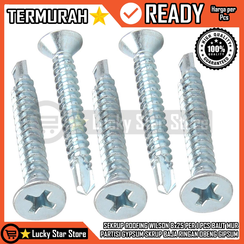 Jual SEKRUP ROOFING WILSON 8x25 UK 8 x 25 PER 1 PCS BAUT MUR PARTISI ...