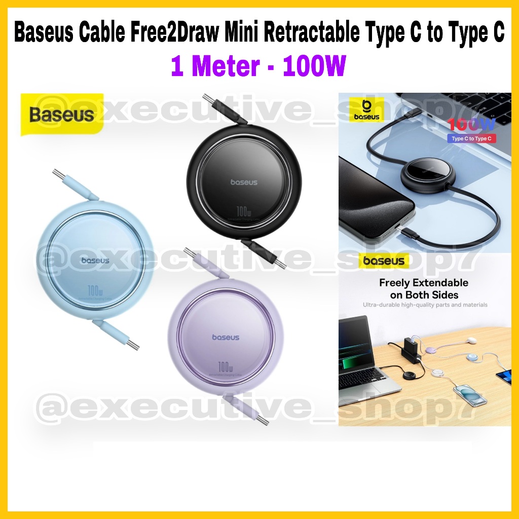 Jual Baseus Cable Free2Draw Mini Retractable Type C to Type C - 1M ...