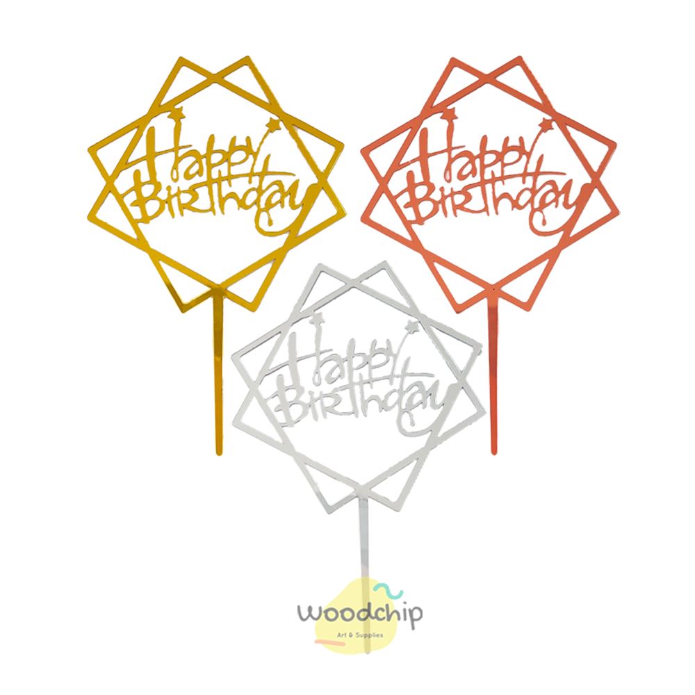 Jual Cake Topper Happy Birthday HBD Akrilik Kue Ulang Tahun / Hiasan Dekorasi Kue / Cake Decor ...