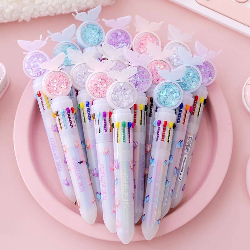 Jual Pulpen 10 warna kupu kupu mekanik Ballpoint pen Bolpen pena ...