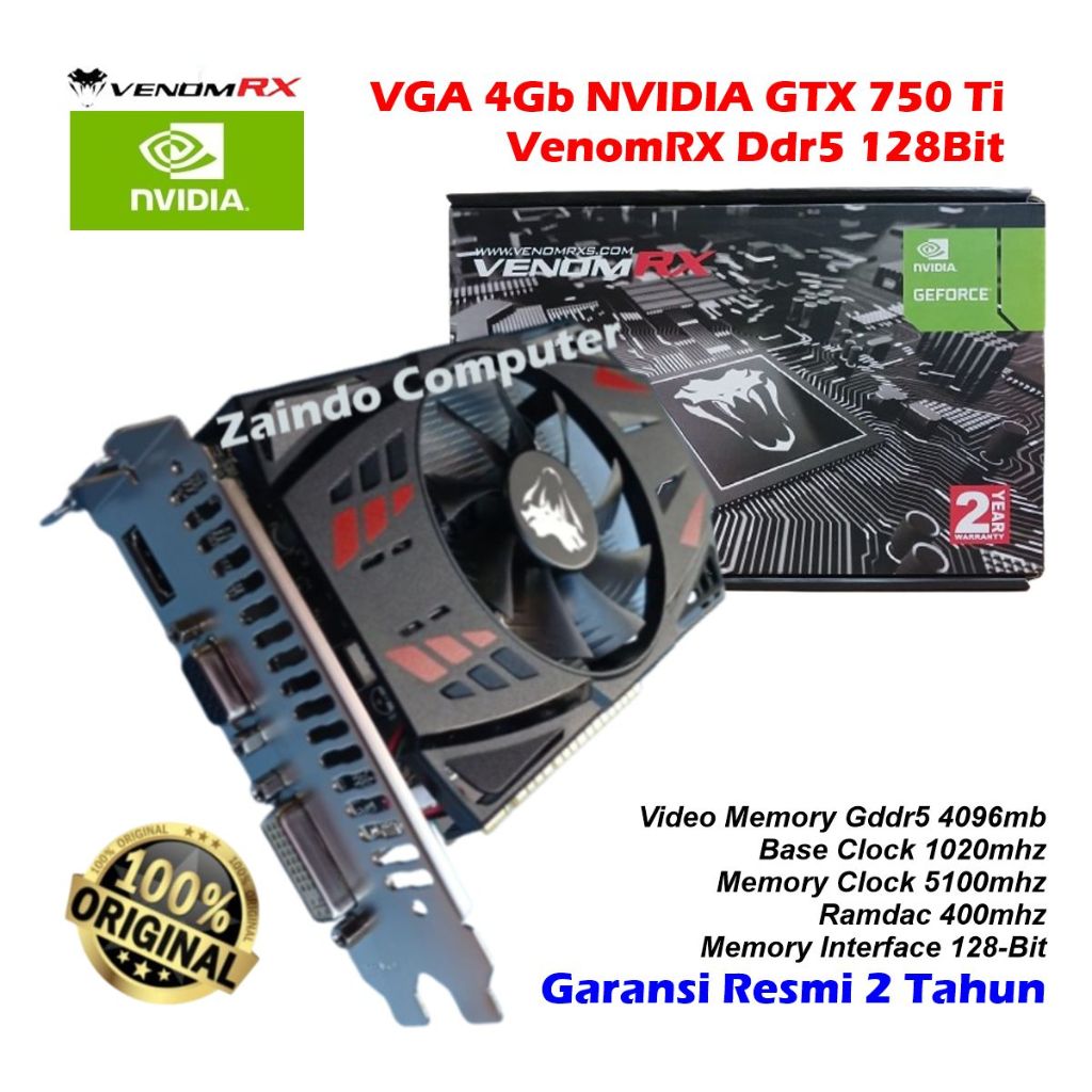 Jual VGA GAMING GTX 750TI 4GB DDR5 - VGA VenomRX Nvidia GTX 750 Ti 4GB ...