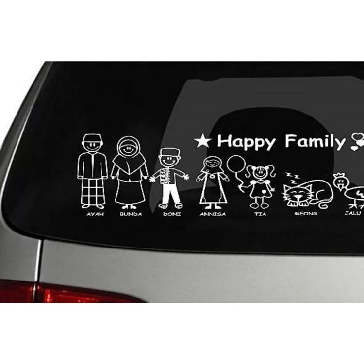Jual Stiker mobil Happy Muslim Family Cutting Sticker Kaca Keren Lucu ...