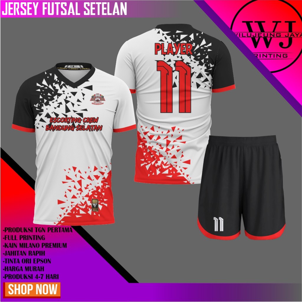 Jual JERSEY FUTSAL FULL PRINTING WJ53 FREE LOGO NAMA NOMER DAN SPONSOR ...
