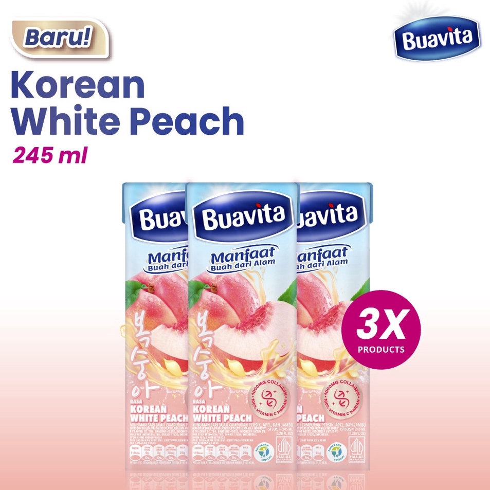 Jual [KODE PRODUK ZEB894696] Buavita Korean White Peach 245ml Triplepack | Shopee Indonesia