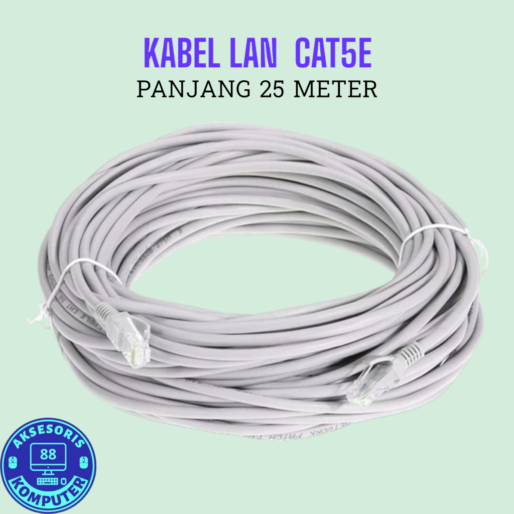 Jual 25 METER | KABEL INTERNET LAN RJ45 CAT5 CAT5E UTP PANJANG 25 METER / ETHERNET CABLE LAN CAT ...