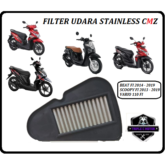 Jual FILTER UDARA STAINLESS CMZ RACING BEAT FI SCOOPY FI VARIO 110 FI ...