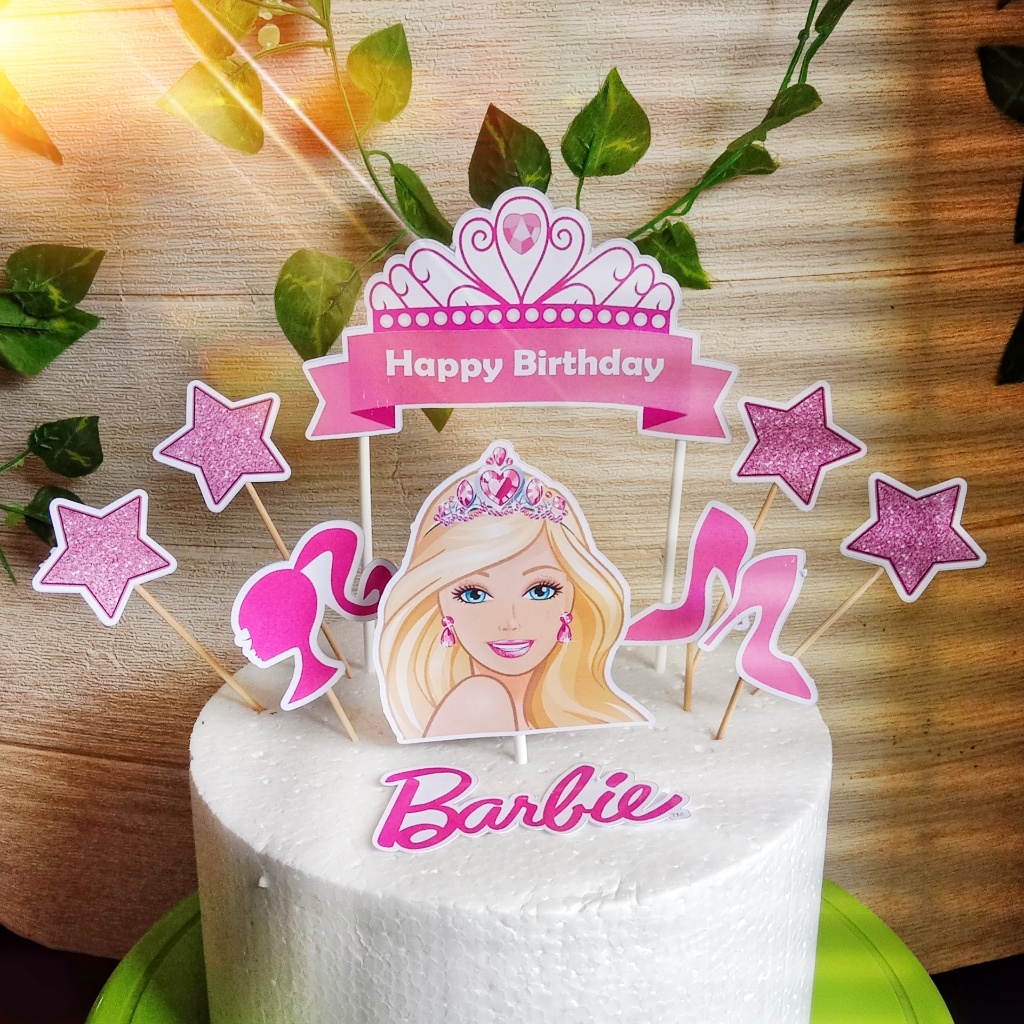 Jual Topper Barbie Custom Nama untuk Hiasan Kue Ulang Tahun / Ultah ...