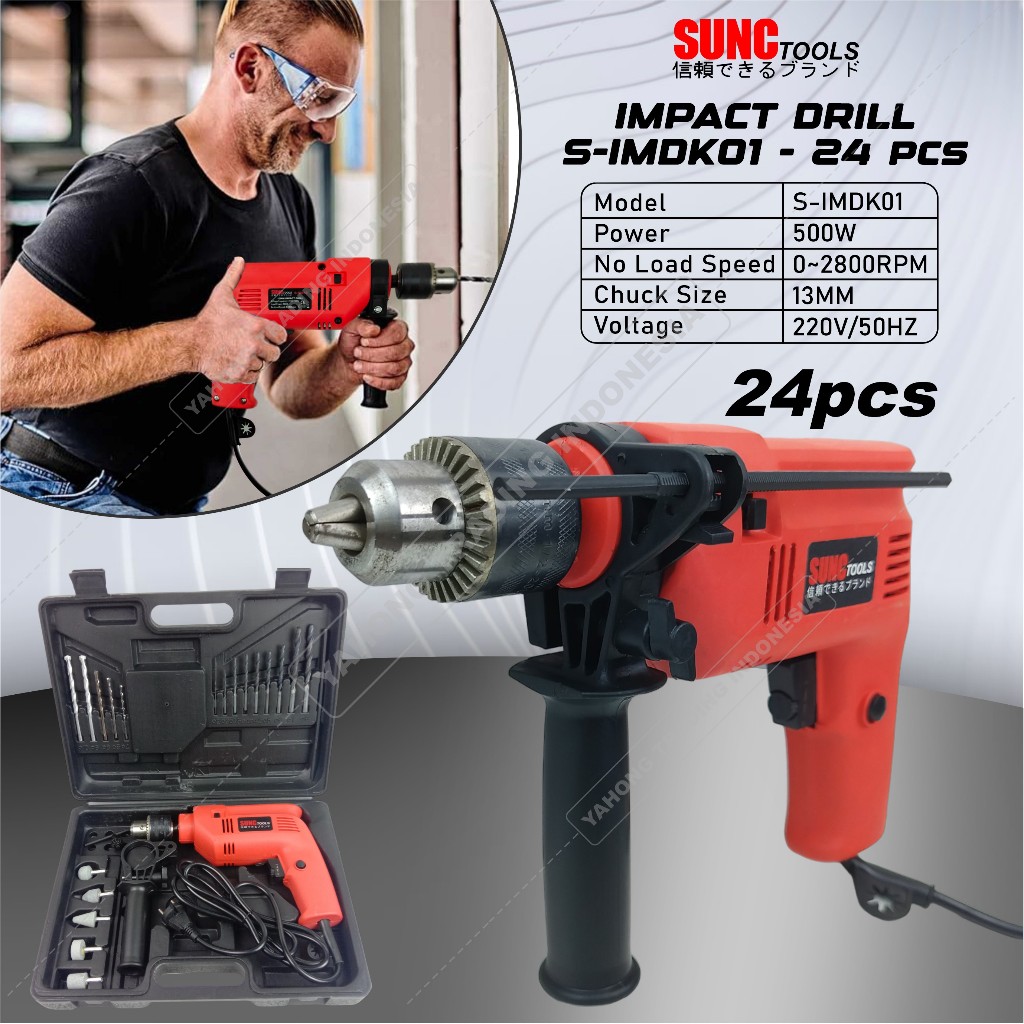 Jual Mesin Bor Impact Drill Listrik 13mm Bolak Balik SIMDK01 SET ...