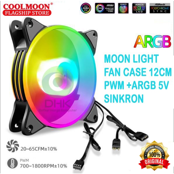 Jual Fan moon light 12cm Sinkron ARGB PWM coolmoon fan casing COOLMOON ...